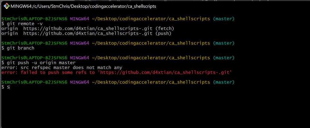 Message Src Refspec Master Does Not Match Any When Pushing Commits I System Out Of Memory
